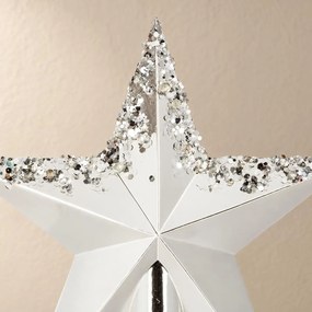Hvězda na vrchol stromečku s korálky, stříbrná, 22 cm, stříbrná