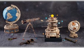 Hračka Robotime 3D dřevěné mechanické puzzle Svítící glóbus [6950313]