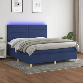 Fionshop 264253065 Box spring postel s matrací a Led modrá 180x200 cm tex