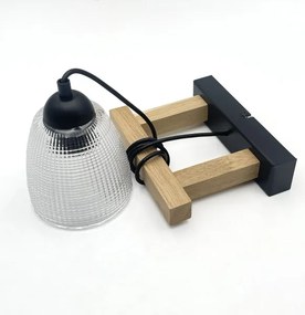 Lustr na lanku LEANDRA 1xE27/15W/230V dub/černá
