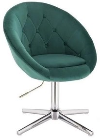 LuxuryForm DESIGN Otočné křeslo VERA VELUR na stříbrném kříži - zelené