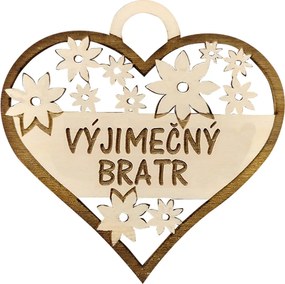 AMADEA Dřevěné srdce s textem "výjimečný bratr", 7 cm, český výrobek