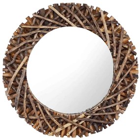 Nástěnné zrcadlo 60 cm teak kulaté 288802