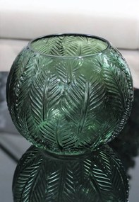 Zelená kulatá skleněná váza LISA 21cm