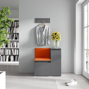 Eka Předsíňová stěna s čalouněnými panely Trinity 30 - Grafit / Okrová 2325