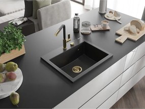 Mexen Oscar, 1-komorový granitový dřez 580x490x205 mm, černá, 6519581000-77-G