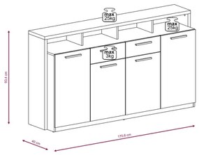 Komoda LEBY dub sonoma/bílá
