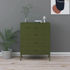 Komoda se zásuvkami olivově zelená 80 x 35 x 101,5 cm ocel 336198