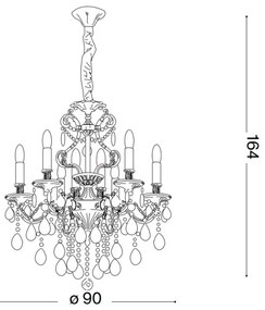 Ideal Lux - Křišťálový lustr na řetězu GIOCONDA 12xE14/40W/230V pr. 90 cm zlatá