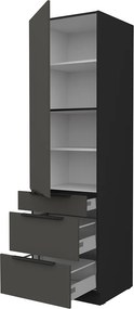 ARIA pe | vysoká skříňka 60 DKS-210 3S1F potravinová | UNI DVÍŘKA | 60 cm | PREMIUM BOX | černá/šedá grafit