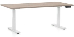 Výškově nastavitelný stůl OfficeTech C, 160 x 80 cm, bílá podnož, dub