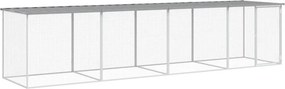 Klec pro kuřata se střechou světle šedá 403 x 98 x 90 cm ocel 3189055