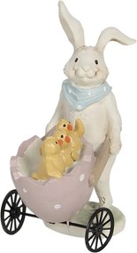 Dekorace králík s vozíkem a kuřátky - 11*6*15 cm