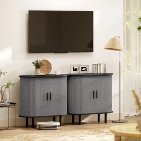 HOMCOM bufet do obývacího pokoje, ovální úložný nábytek se 2 posuvnými dveřmi a 2 přihrádkami, 80 x 40 x 78 cm, šedý