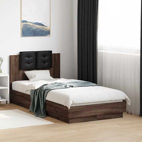 Rám postele s čelem a LED osvětlením hnědý dub 75 x 190 cm 3210072