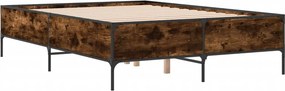 Rám postele kouřový dub 150 x 200 cm kompozitní dřevo a kov 3279794