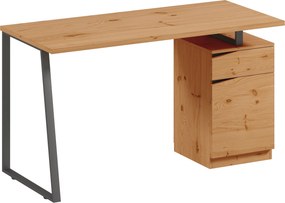 HOMCOM počítačový stůl se skříňkou a zásuvkou 135 x 60 cm, nastavitelná police, kovové nohy, industriální styl, přírodní dřevo