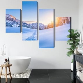 Vícedílný obraz Alpy V Zimním Období 3D Nedostatek Nedostatek Plátno Canvas 160x100