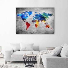 Gario Obraz na plátně Malovaná mapa světa na betonu Rozměry: 60 x 40 cm