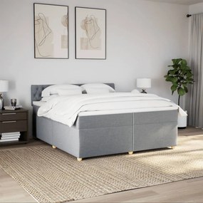 Box spring postel s matrací světle šedá 200 x 200 cm textil 3286794