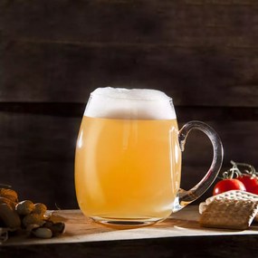 Ručně foukaný kulatý půllitr na pivo s gravírováním Chmel 500 ml 1KS