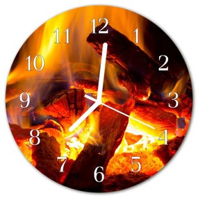Nástenné skleněné hodiny požární fi 30 cm