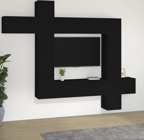 vidaXL 9dílný set TV skříněk kompozitní dřevo [3114658] Barva: Černá