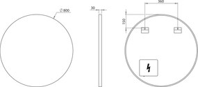 Sapho VELUR kulaté zrcadlo s LED podsvícením o 80cm VE080