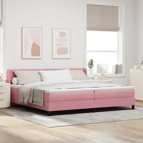 Postel s boxspringem s čelo Růžová 200 x 200 cm samet 3341491