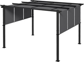 Outsunny Pavilon cca 3,5 x 3 m Pergola, Zastřešení Terasy, Kryt s Boční Stěnou pro Zahradu, Terasu, Tmavě Šedá | Aosom