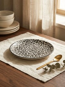 Sinsay - Keramické talíře s leopardím vzorem 2 pack - černá