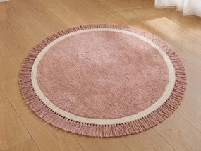 Kulatý koberec ROSA s třásněmi růžový