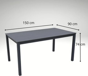 Vikio Zahradní ratanový set 150x90 pro 6 osob DT276-S šedý