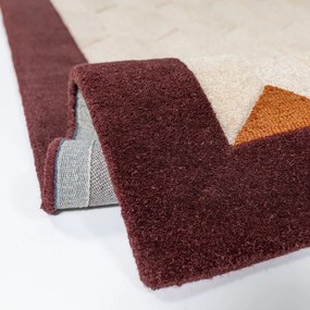 Vínový/v přírodní barvě ručně tkaný vlněný koberec 120x170 cm Apex Border Wool – Flair Rugs