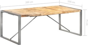 Jídelní stůl 200 x 100 x 75 cm masivní hrubé mangovníkové dřevo 321565