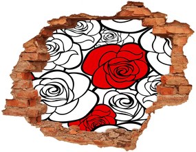 Wallmuralia Nálepka 3D díra na zeď samolepící Růže 90x70 cm