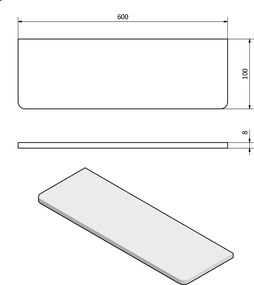 Sapho police 600 x 100 x 8 mm sklo čiré 23482