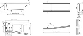 Ravak Vana asymetrická 160×75 cm pravá,     BEHAPPY II 160 P   C971000000 BEHAPPY II 160 P