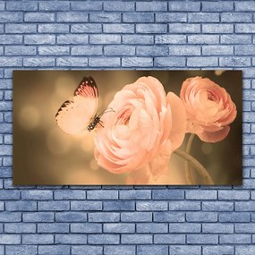 Obraz na plátně Motýl Růže Příroda 140x70 cm