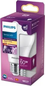 Philips Sensor A60 E27 8W / LED žárovka / matný kryt / teplá bílá / 80