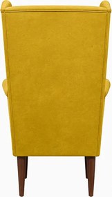relaxační křeslo, ušák, odpočinkové, dřevo/kov/samet, 102x78x66 cm, nohy tmavé/žlutá, Dekorino KR20260076