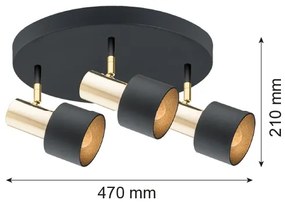 Argon 6006 - Bodové svítidlo DORIA 3xE27/15W/230V černá/mosaz