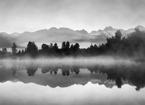 Malvis ® Tapeta Černobílé horské jezero Vel. (šířka x výška): 288 x 200 cm