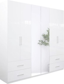 XXXLutz ŠATNÍ SKŘÍŇ, bílá, vysoce lesklá bílá, 269/211/55 cm P & B - Šatní skříně - 000885000501
