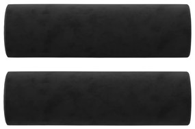 3místná pohovka s polštáři černá 180 cm samet - Default Title