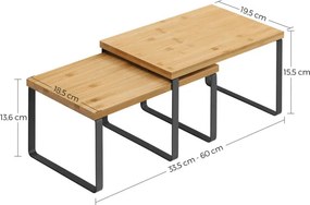 Set dvou stohovatelných poliček bambusové AUK-E1002 BK (2 ks)