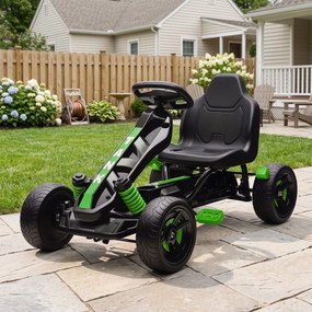 AIYAPLAY Gokart s pedály, šlapací auto pro děti s brzdou, protiskluzová kola, kovový rám, 3-6 let, zelená