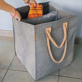 Šedý látkový koš na prádlo 71 l Laundry Hub Tweed duplo – Rolser