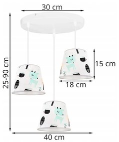 Dětské závěsné svítidlo Bambi, 3x textilní stínítko se vzorem, o, s