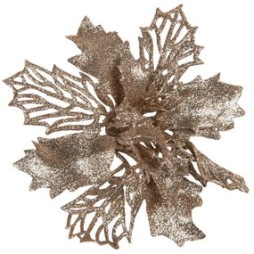 Umělá dekorace bronzová vánoční hvězda se třpytkami – 14x4 cm